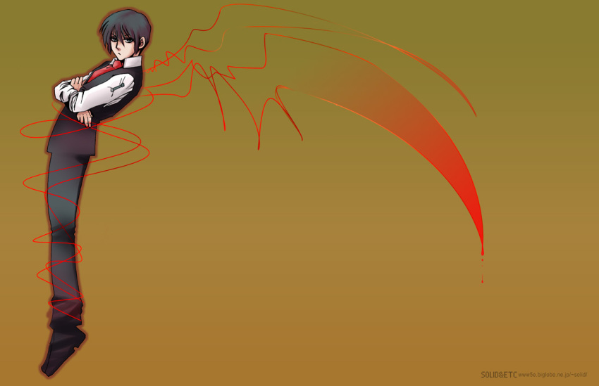 Safebooru - 1boy artist name black hair black pants black vest blue ...