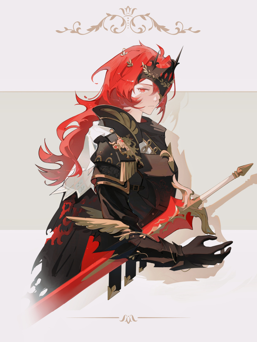 Safebooru - 1boy absurdres armor black armor black cape black gloves border breastplate cape ...