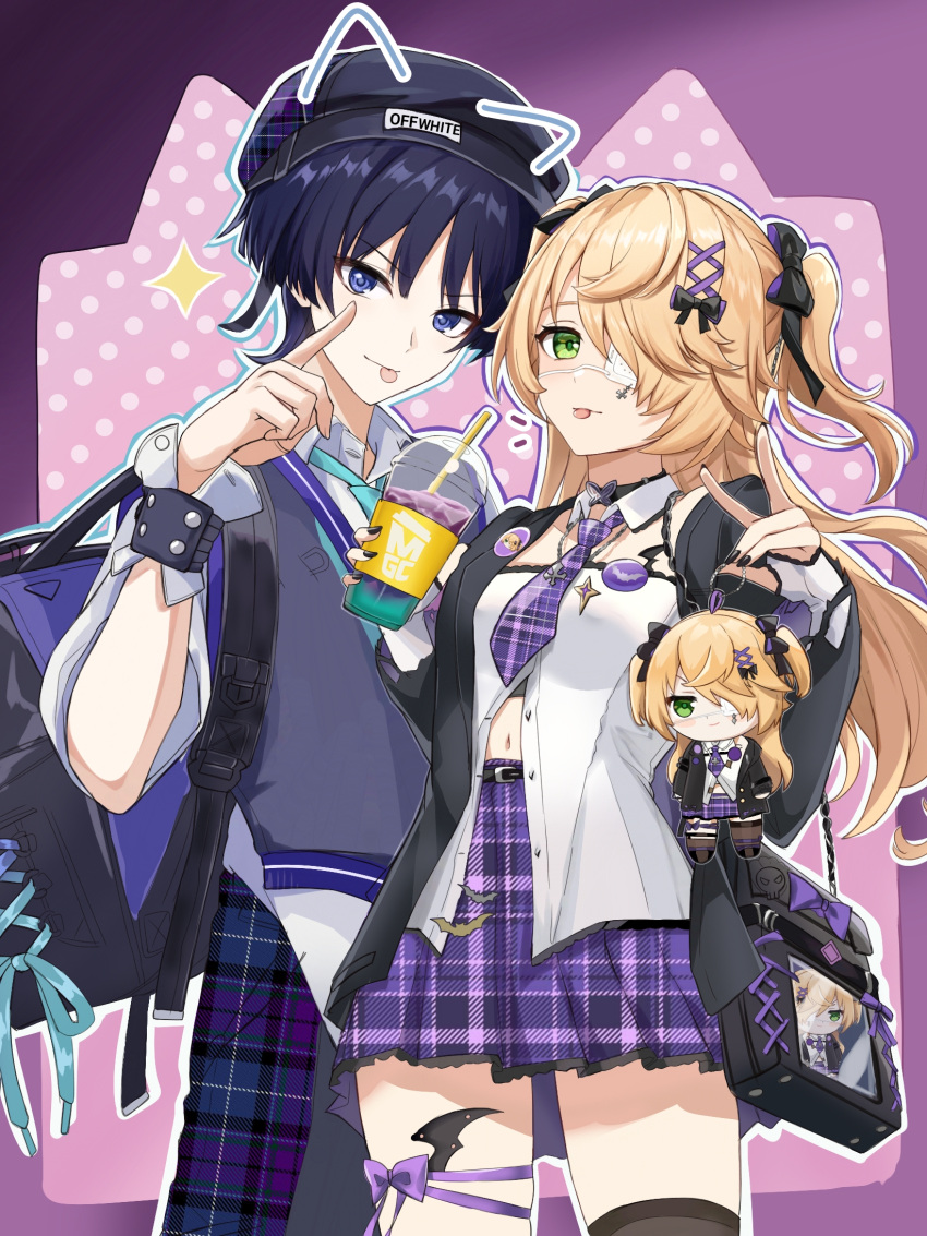 Safebooru - 1boy 1girl :p akanbe alternate costume animal ears aqua necktie artistic error ...