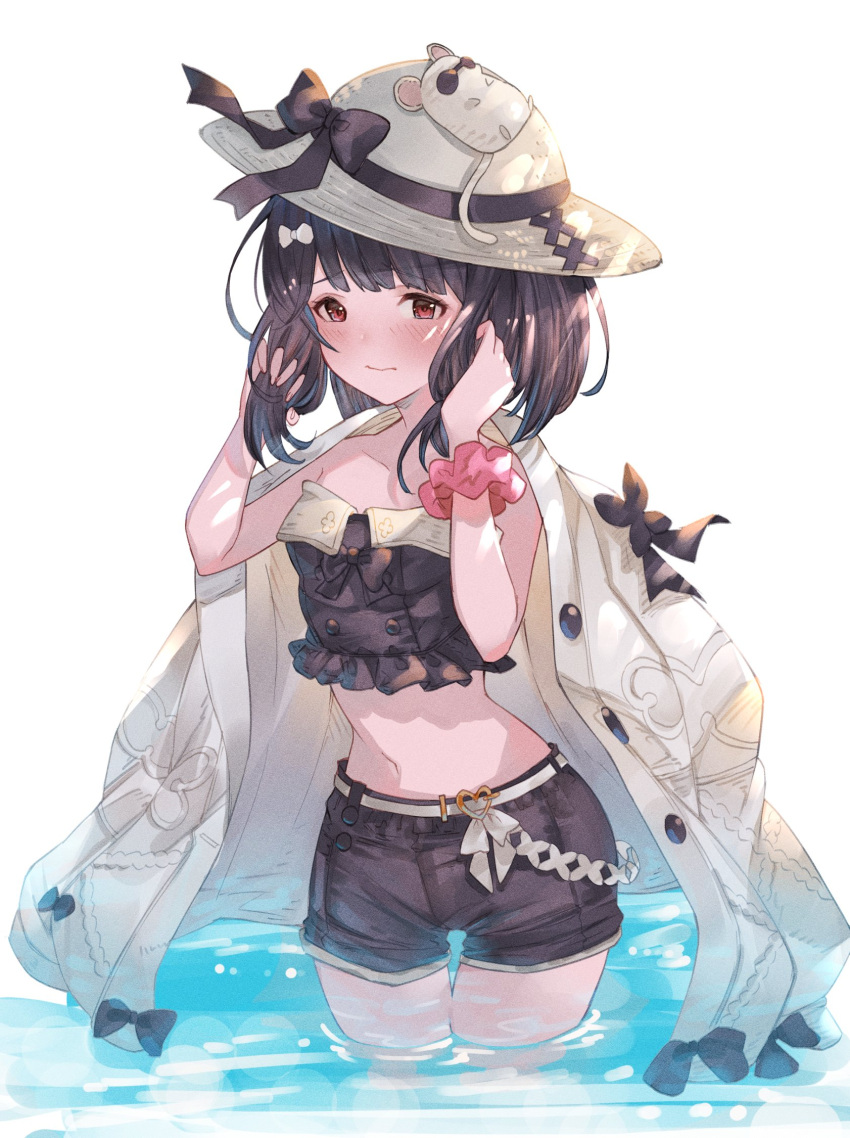 Safebooru - 1girl ayacho black hair black shorts blush bow buckle granblue fantasy hair bow ...