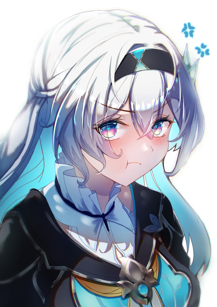 Safebooru - 1girl :t absurdres anger vein black hairband firefly (honkai: star rail) grey hair ...