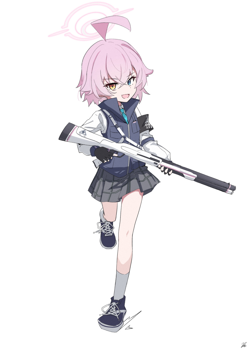 Safebooru - 1girl absurdres ahoge aqua necktie armband beretta 1301 black armband black gloves ...