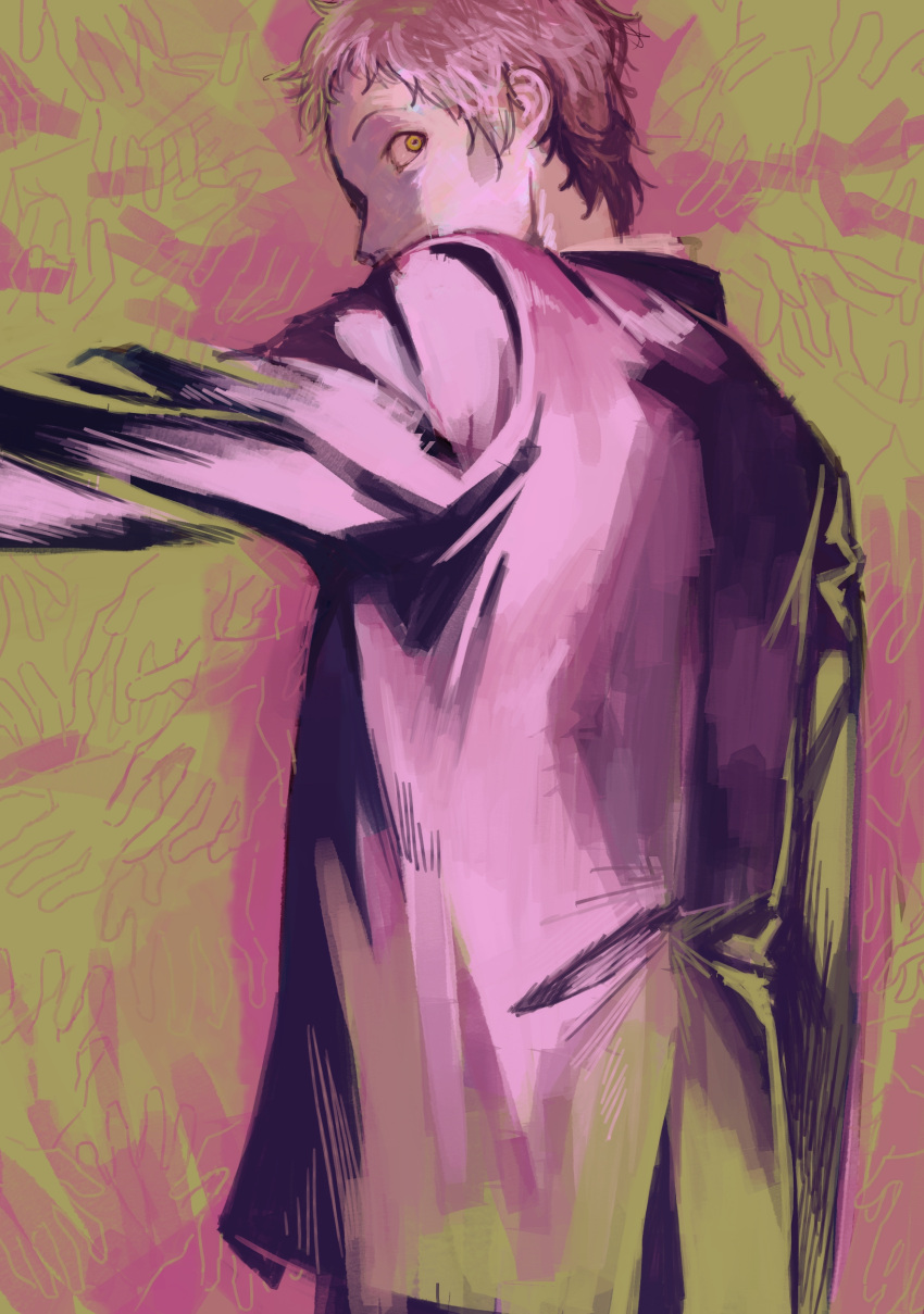 Safebooru - 1boy absurdres adachi tooru covered mouth cowboy shot ...