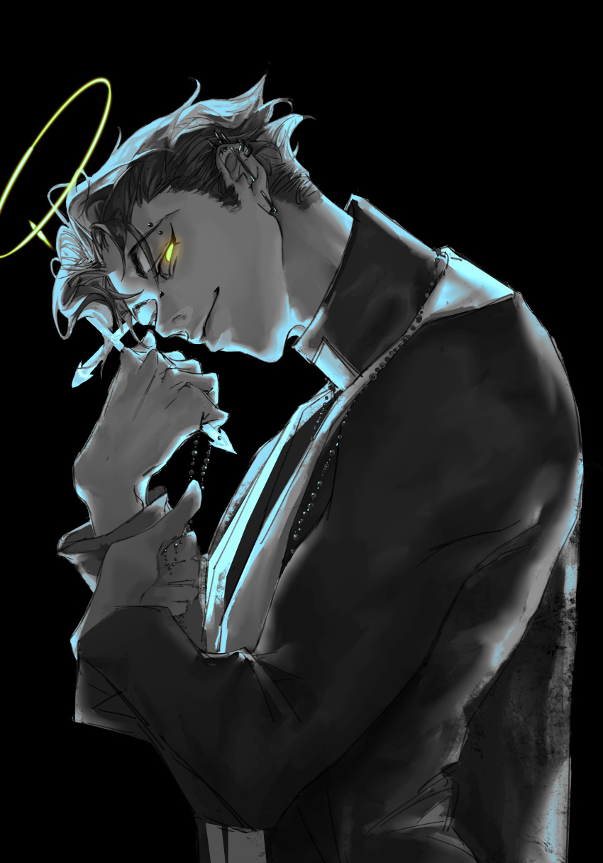 Safebooru - 1boy absurdres adam (hazbin hotel) black background black ...