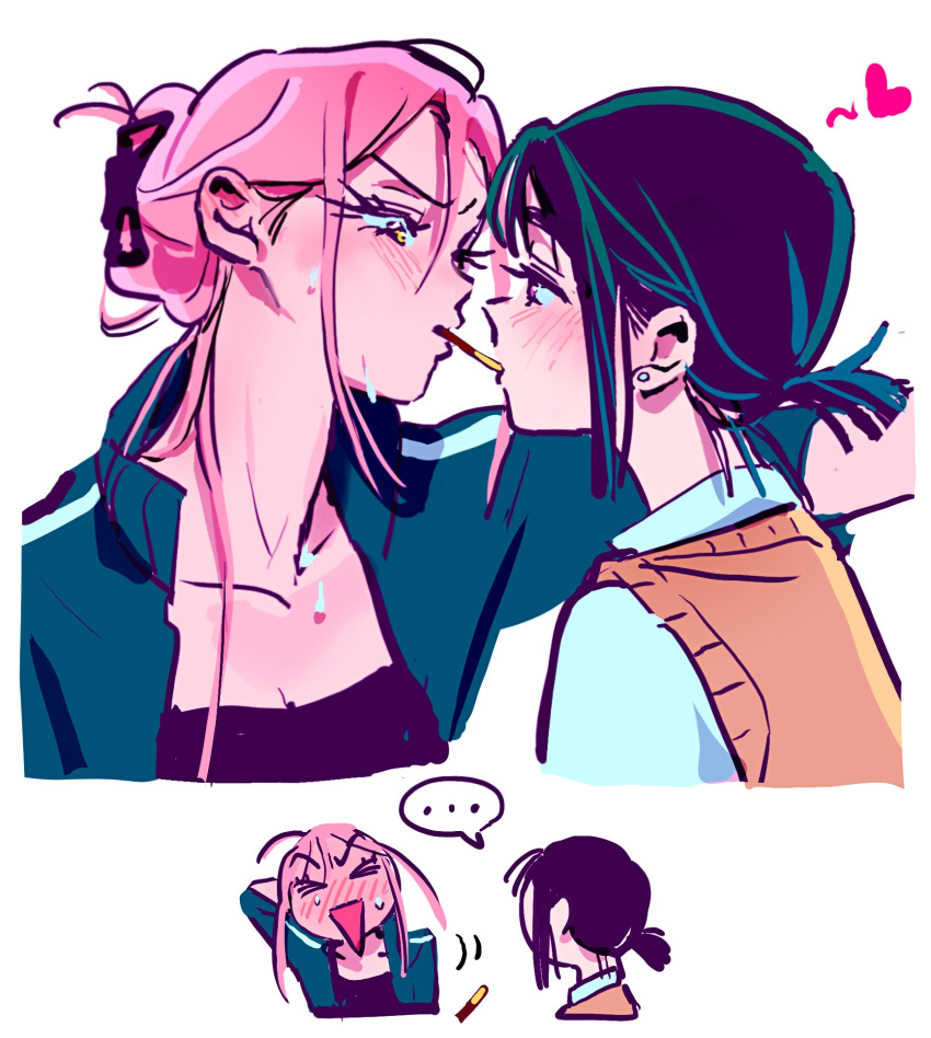 Safebooru - ... 2girls alien stage arm behind head black shirt blush brown sweater vest claw ...