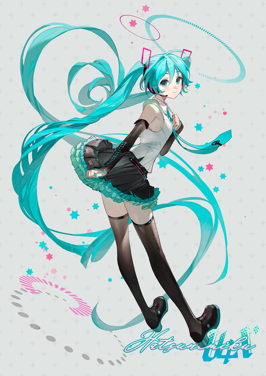 Safebooru - 1girl absurdly long hair absurdres aqua eyes aqua hair aqua necktie black skirt ...