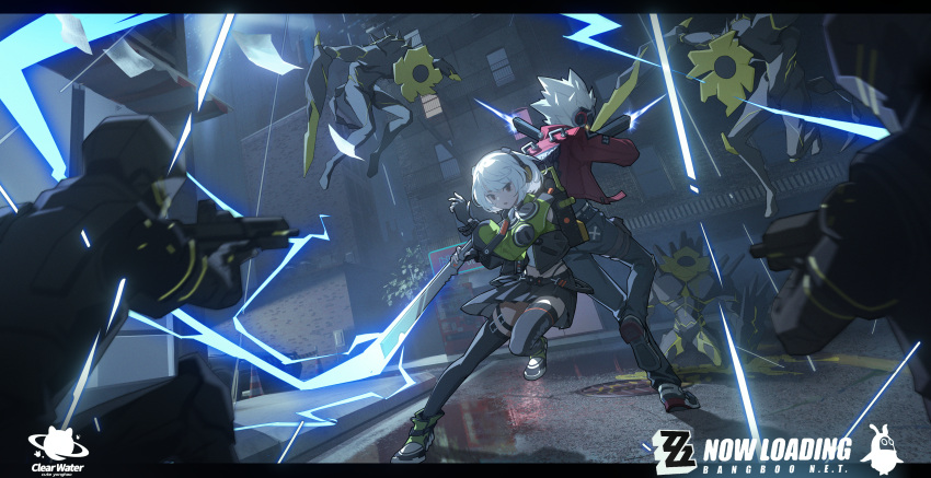 Safebooru - 1boy 1girl 2others absurdres anby demara billy kid black gloves black pantyhose ...