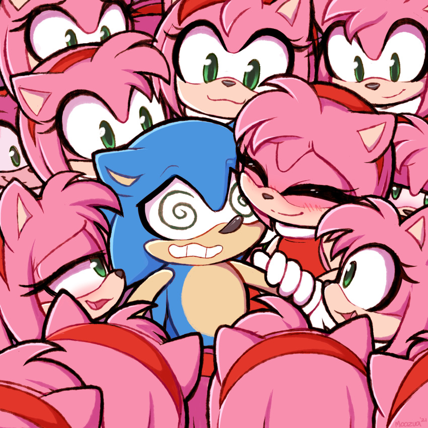 Safebooru - 1boy 6+girls :3 @ @ absurdres amy rose animal ears animal nose blue fur blush body ...