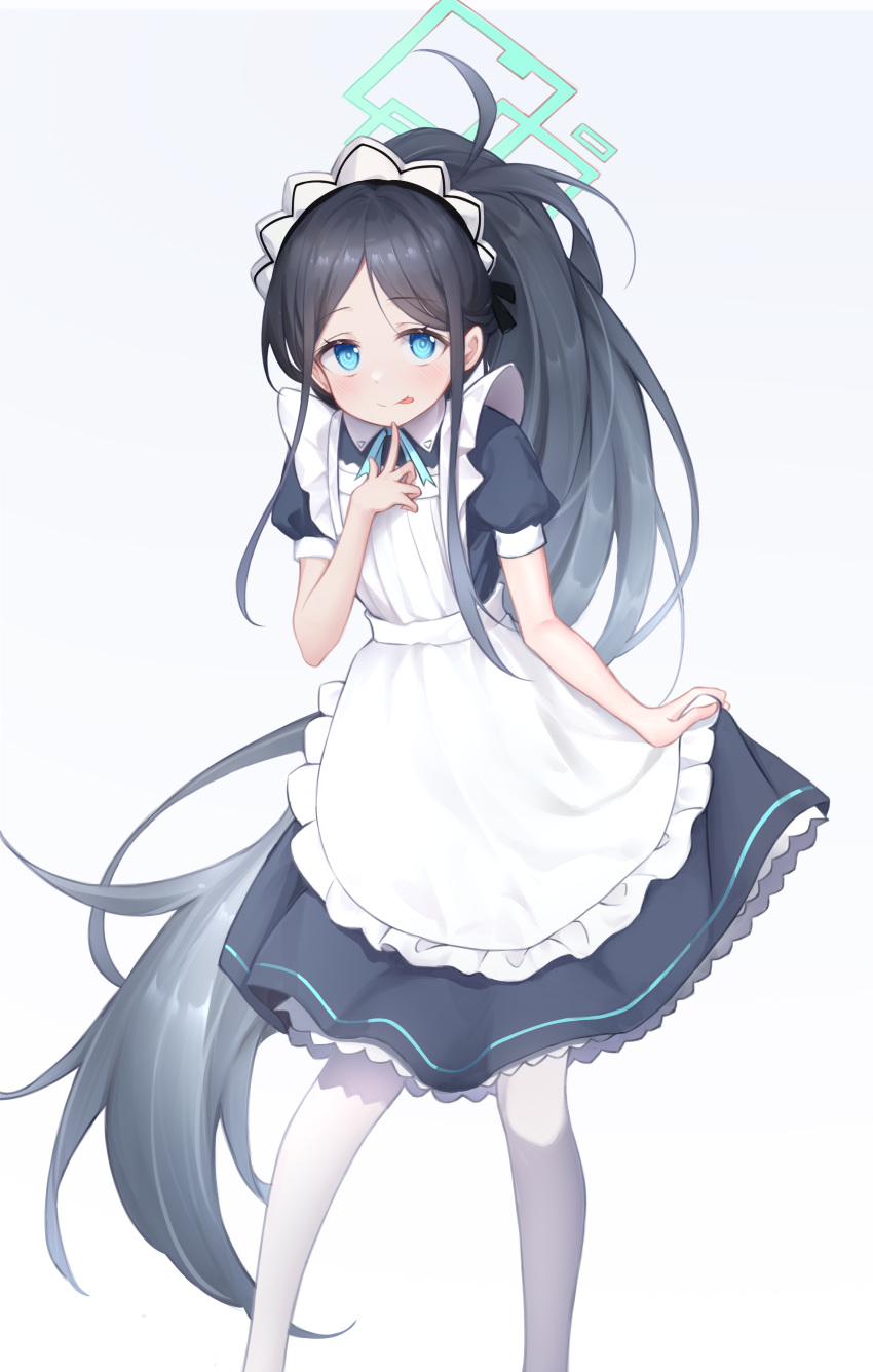 Safebooru - 1girl :q absurdres apron aqua halo aris (blue archive) aris (maid) (blue archive ...