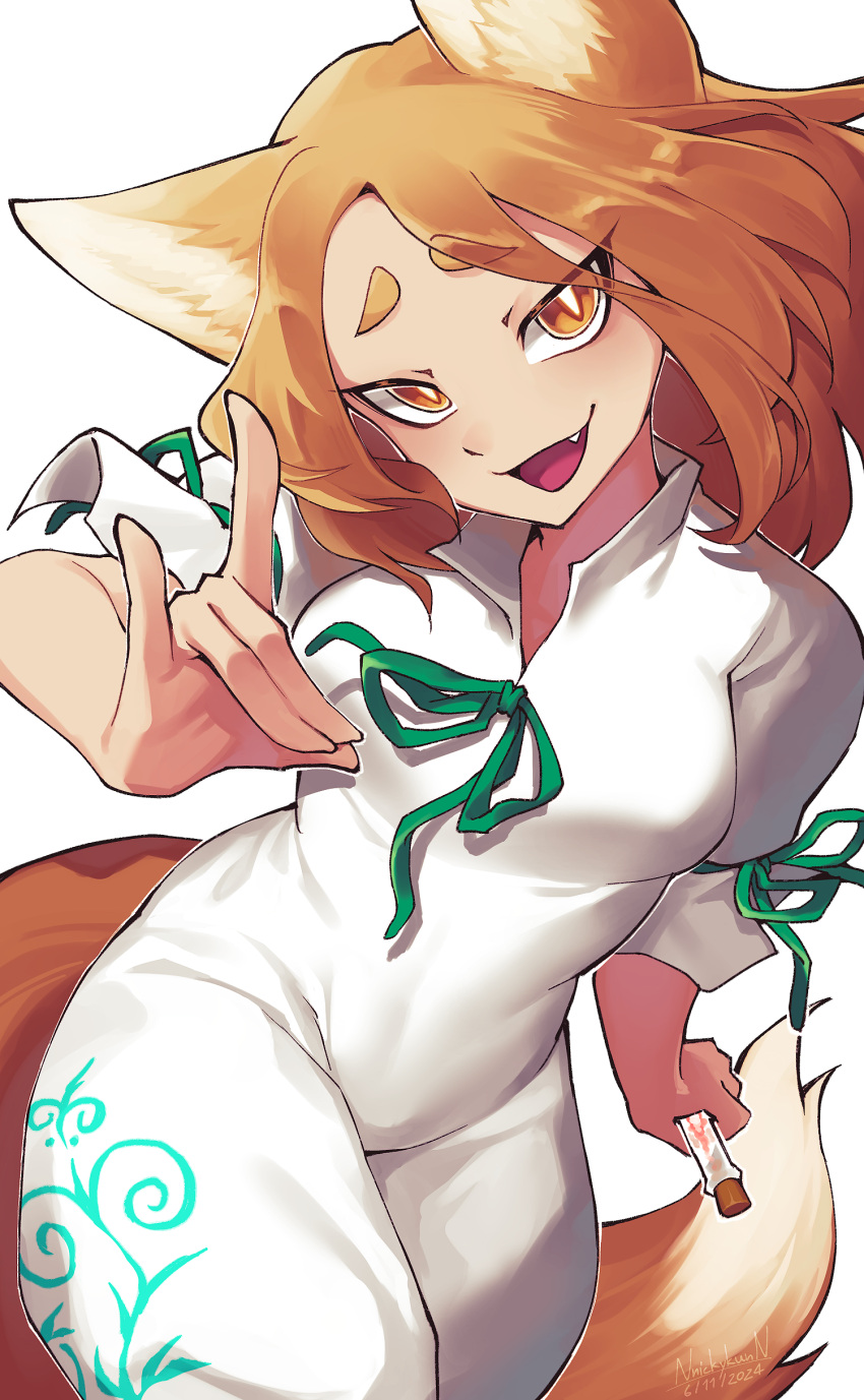 Safebooru - 1girl absurdres animal ears blonde hair fang fox ears fox girl fox shadow puppet fox ...