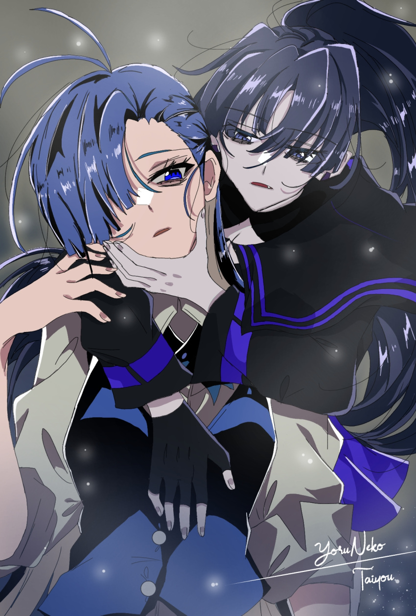 Safebooru - 2girls ado (utaite) ahoge black eyes black gloves black ...