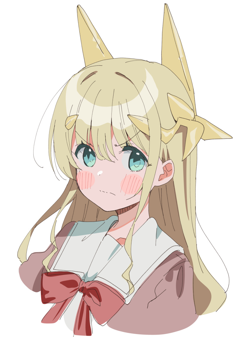 Safebooru - 1girl blue eyes blush stickers bow brown shirt closed mouth ...