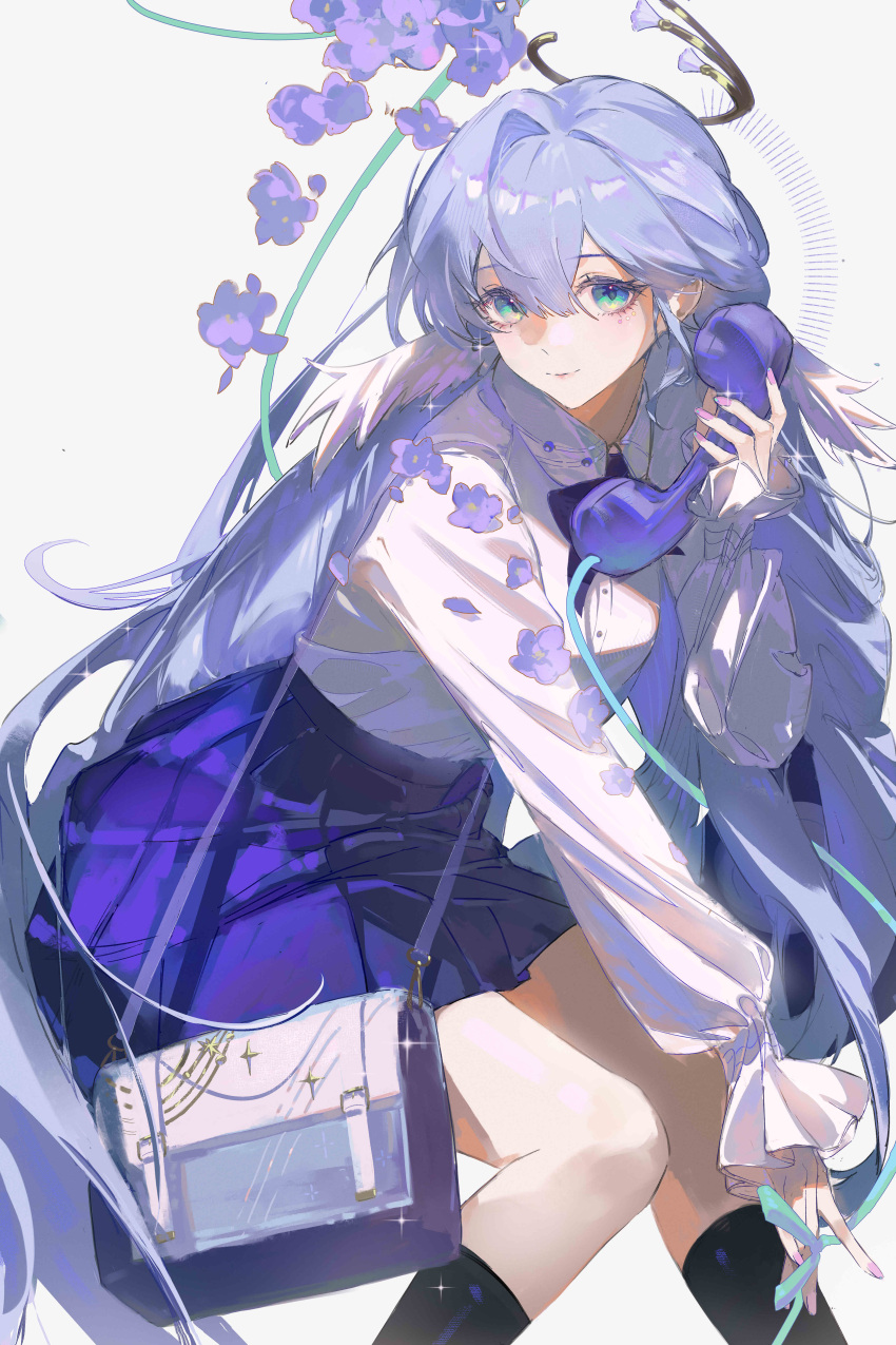Safebooru - 1girl absurdres alternate costume aqua eyes feet out of frame grey background ...