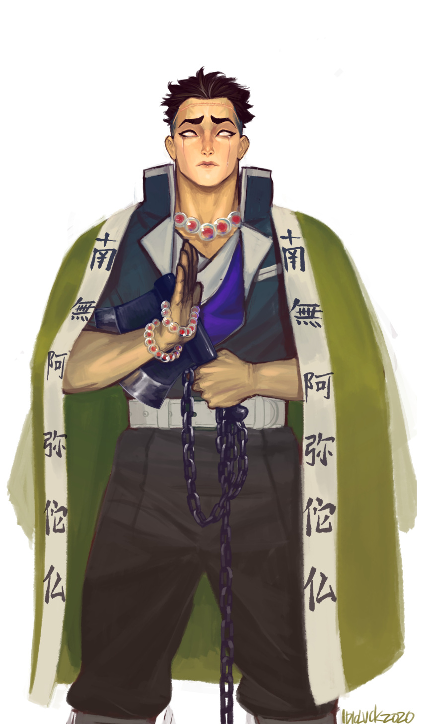 Safebooru - 1boy 2020 absurdres axe bead necklace beads black pants ...