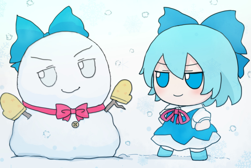 Safebooru - 1girl blue bow blue dress blue eyes blue footwear blue hair bow cirno closed mouth ...