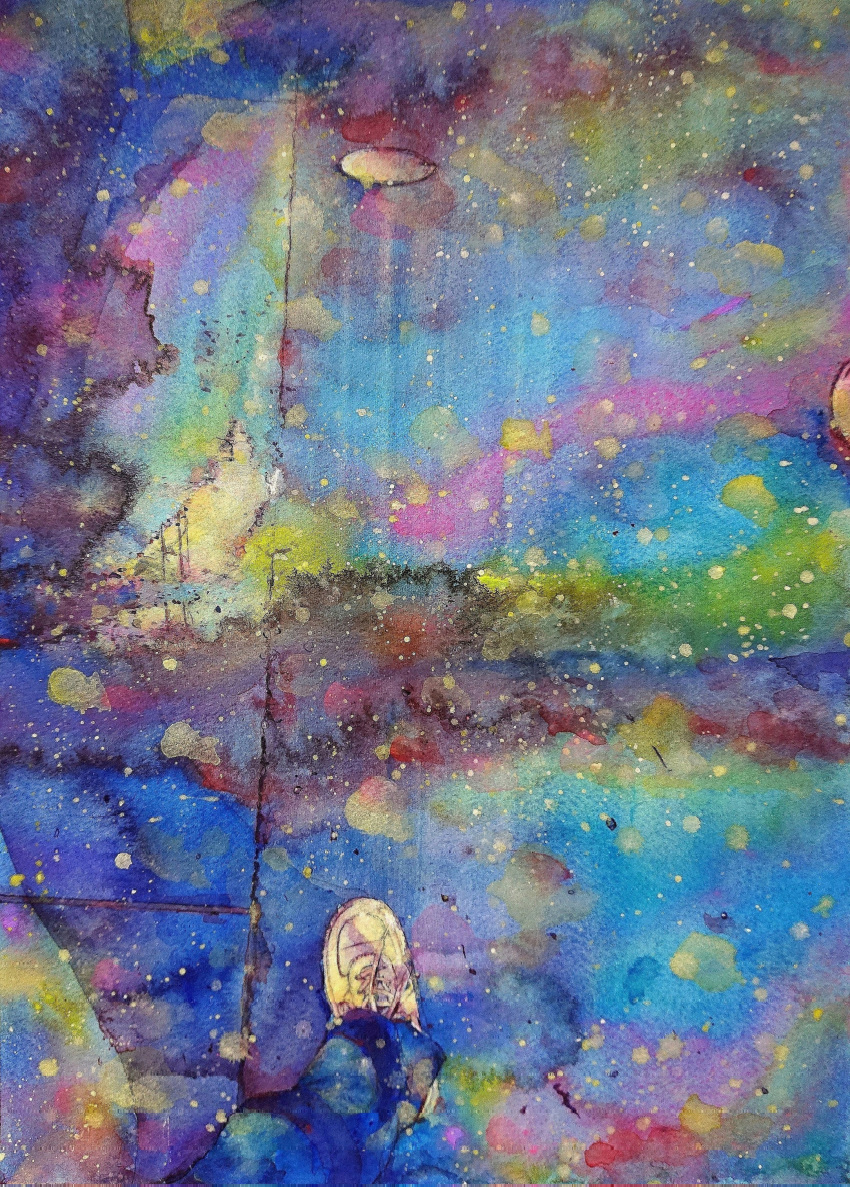 Safebooru - 1other absurdres acrylic paint (medium) from above highres ...