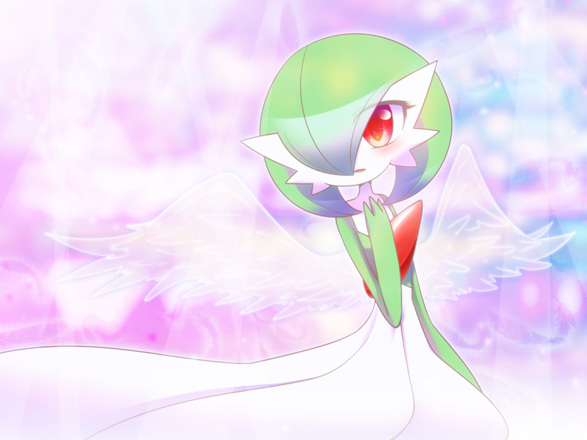 Safebooru - angel wings blush bob cut colored skin dress gardevoir ...