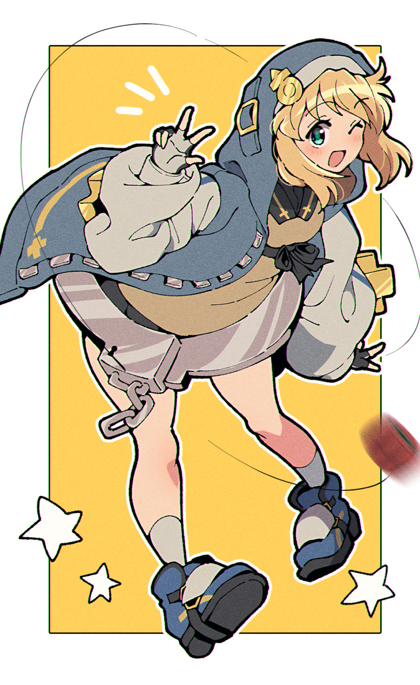 Safebooru - 1girl androgyne symbol aqua eyes black gloves blonde hair blush bridget (guilty gear ...