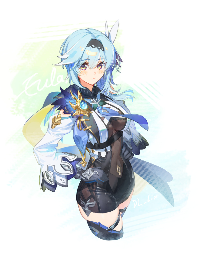 Safebooru - 1girl black hairband blue cape blue hair blue necktie blush ...