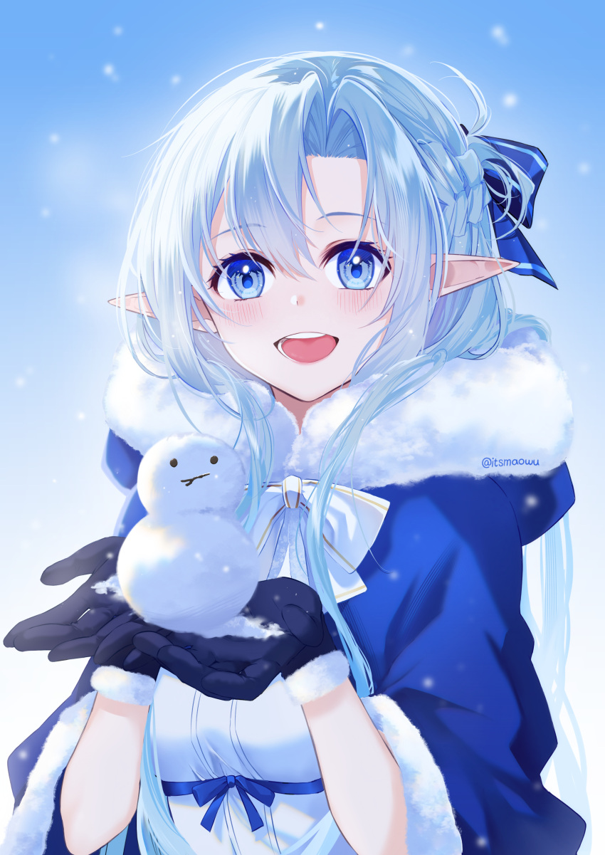 Safebooru - 1girl :d absurdres asuna (sao) asuna (sao-alo) black gloves blue bow blue eyes blue ...