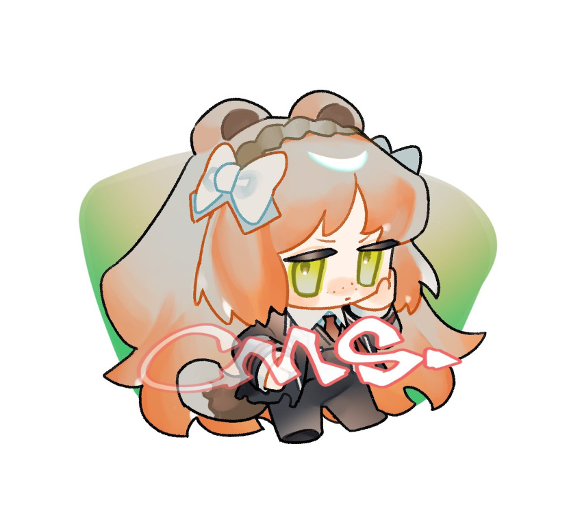 Safebooru - 1girl black jacket black pants border bow chibi chibi only ...