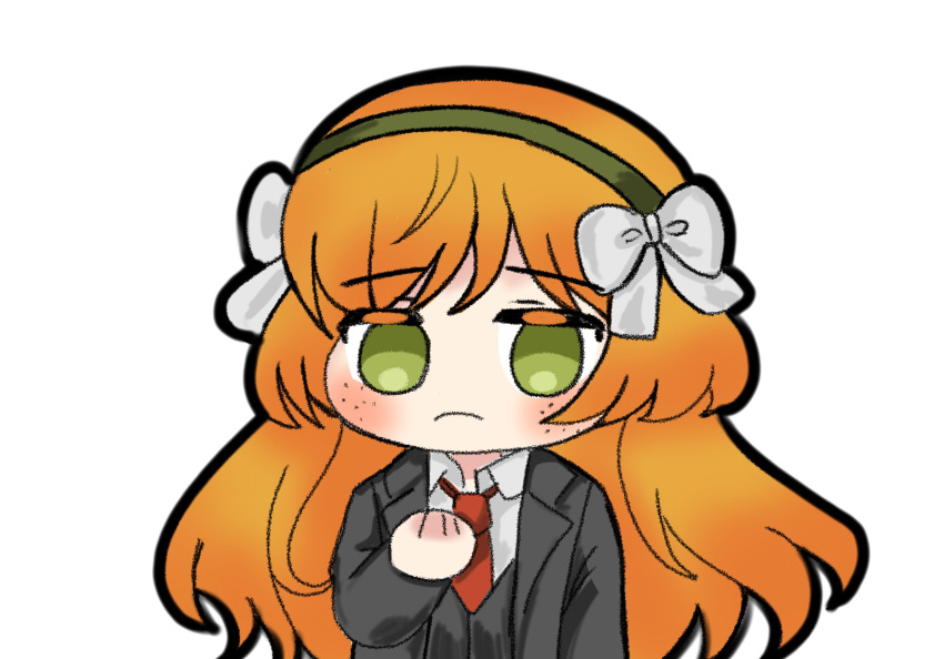 Safebooru - 1girl black jacket black vest blush bow chibi collared ...