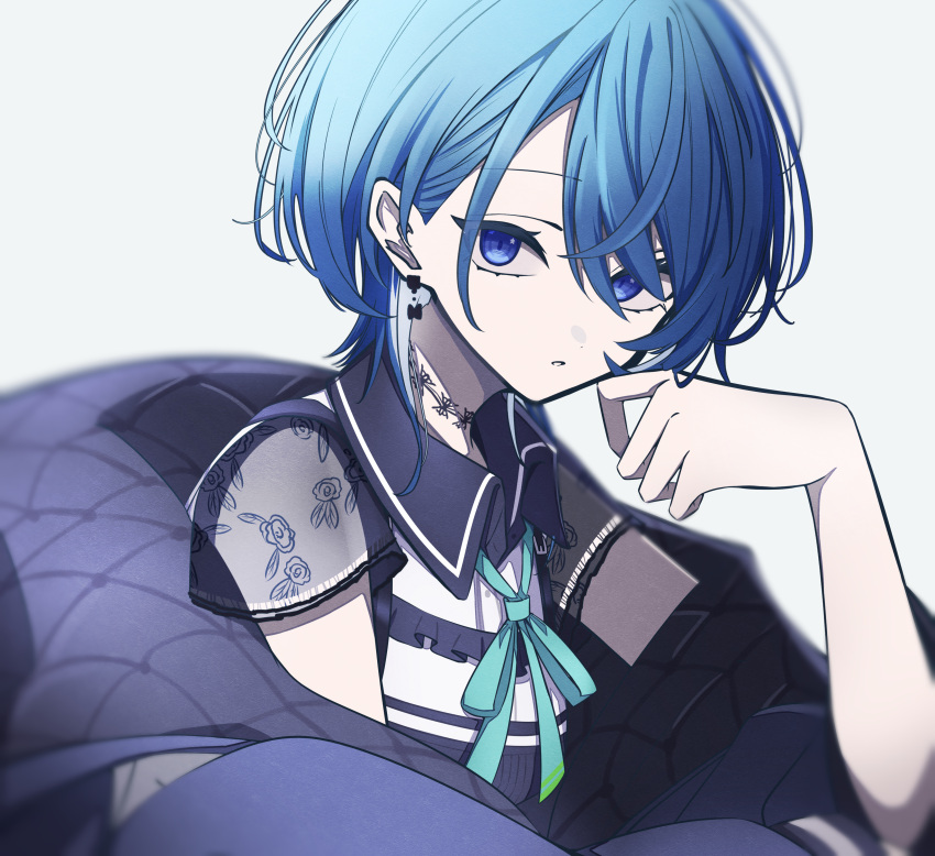 Safebooru - 1girl absurdres blue eyes blue hair blush bow bow earrings ...