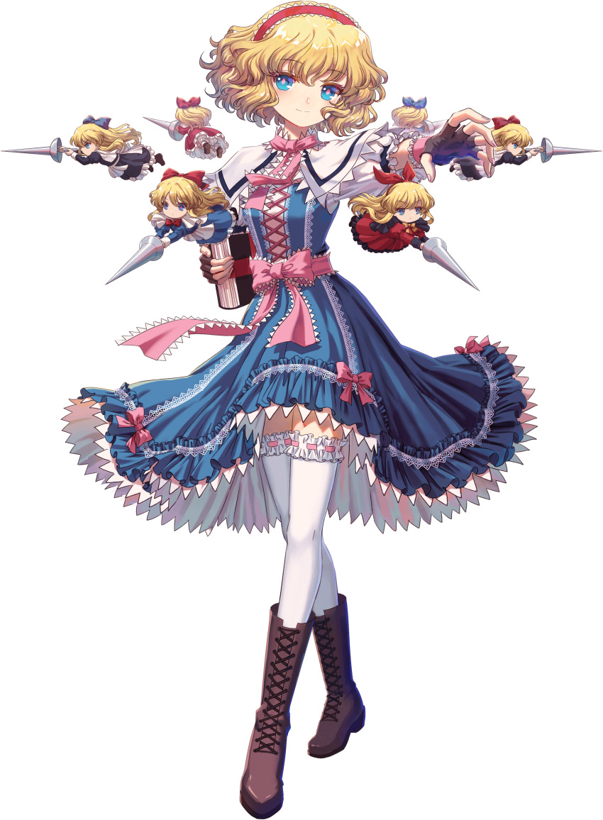 Safebooru - 1girl absurdres alice margatroid apron arm garter black dress blonde hair blue dress ...