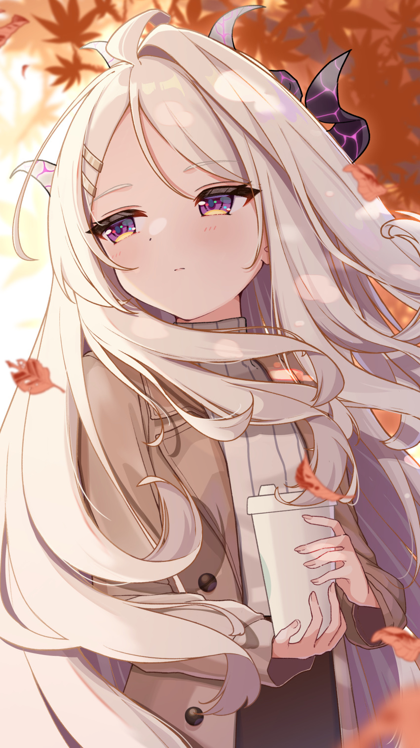 Safebooru - 1girl absurdres ahoge alternate costume autumn autumn leaves blue archive blush ...