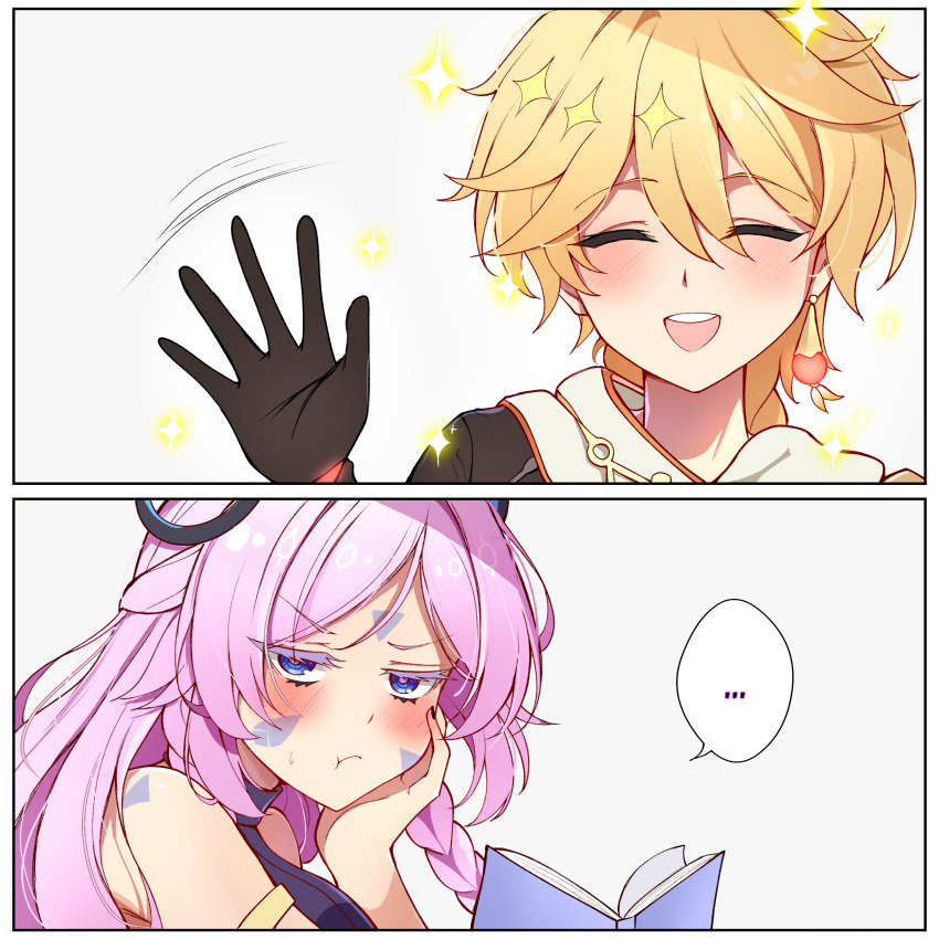 Safebooru - ... 1boy 1girl :t absurdres aether (genshin impact) book citlali (genshin impact ...