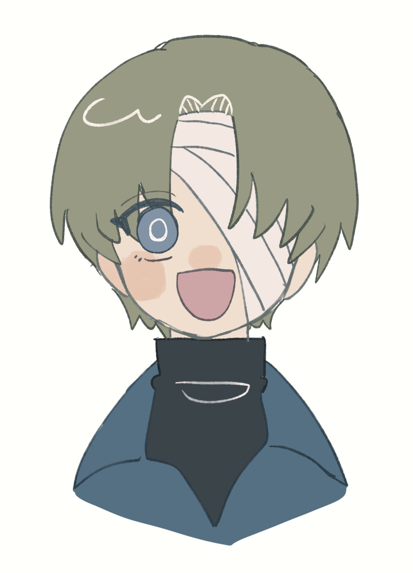Safebooru 1boy Bandage Over One Eye Black Sweater Blonde Hair Blue 4714