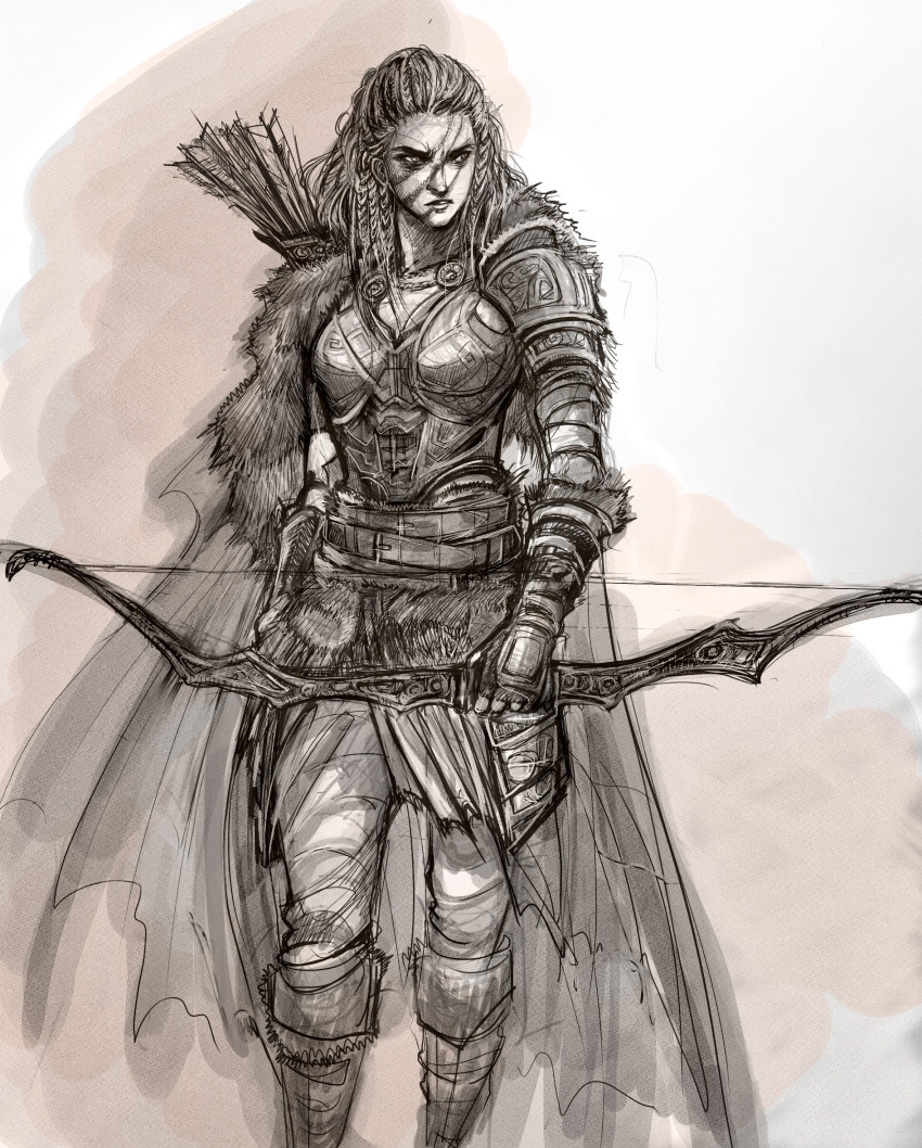 Safebooru - 1girl aela the huntress armor arrow (projectile) bow ...