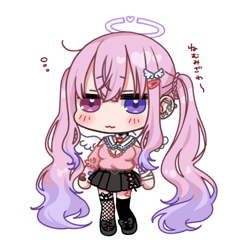 Safebooru - 1girl angel wings bandaged wrist bandages bandaid bandaid on arm blush chibi dancho ...