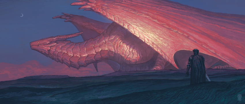 Safebooru - 1boy armor backward facing horns black cape cape clouds ...