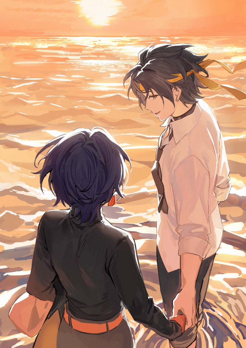 Safebooru - 1boy 1girl asaba harumasa belle (zenless zone zero) belt black choker black hair ...