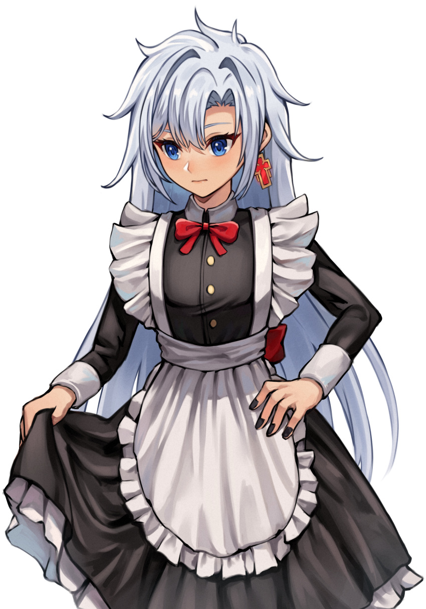 Safebooru - 1girl 20060715 a (xenoblade) absurdres alternate costume apron black dress black ...