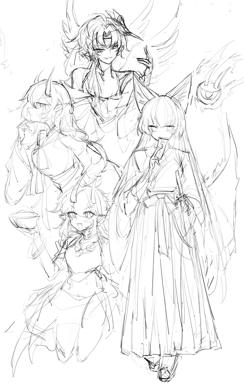 Safebooru - 1boy 3girls absurdres alternate costume animal ears asaba harumasa blunt bangs ...