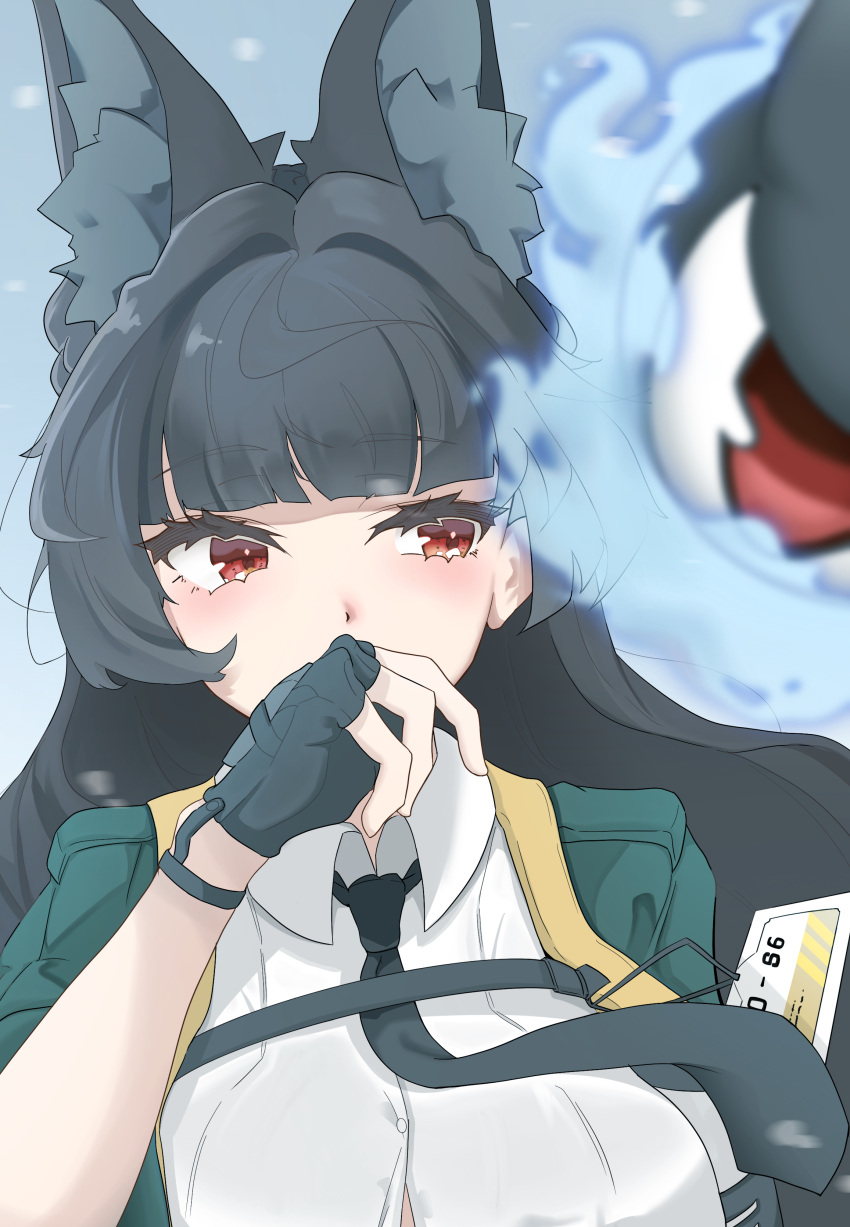 Safebooru - 1girl absurdres animal ear fluff animal ears black gloves black hair blunt bangs ...