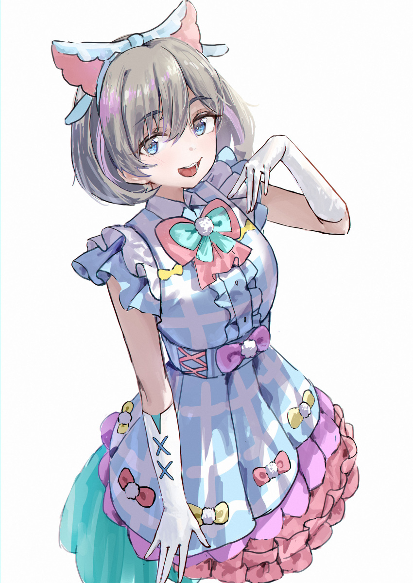 Safebooru - 1girl :d absurdres animal ear hairband animal ears arm at ...