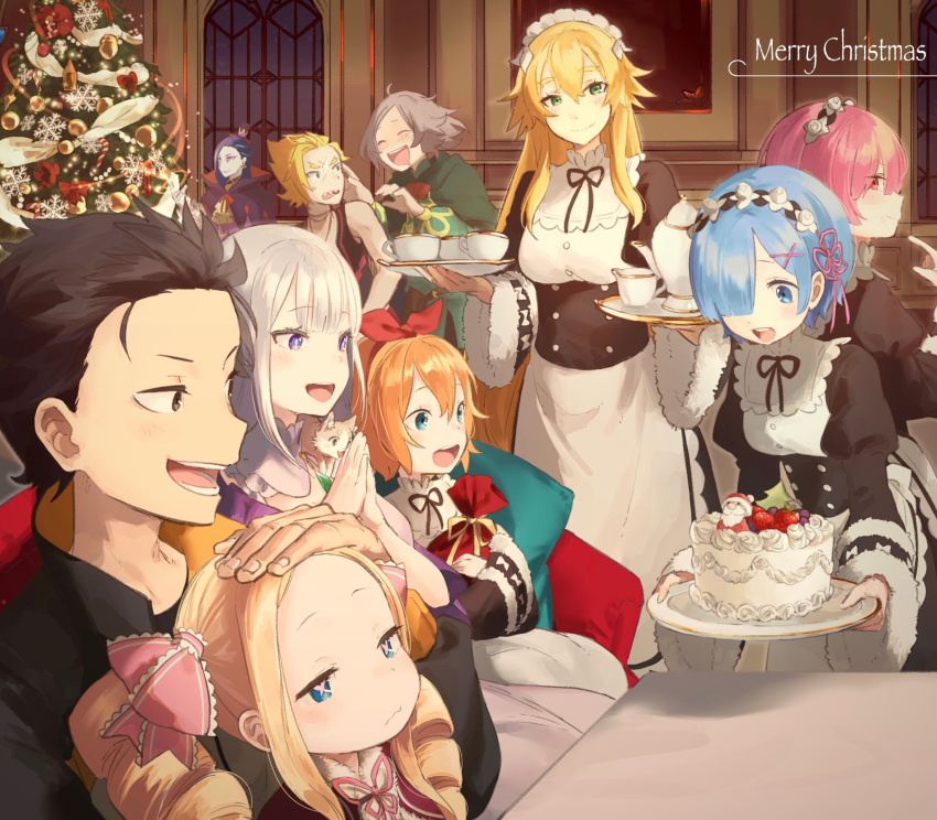 Safebooru - 4boys 6+girls 8 humi beatrice (re:zero) black hair blonde hair blue eyes blue pupils ...