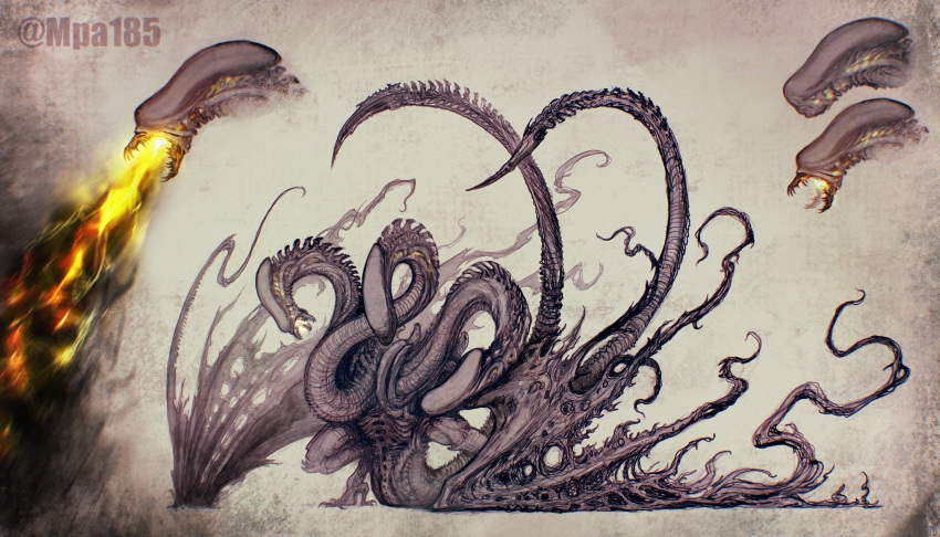 Safebooru - @ (symbol) alien alien (series) artist name breath weapon ...