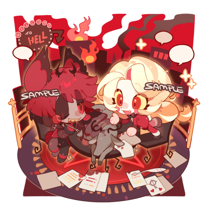 Safebooru - 1boy 1girl alastor (hazbin hotel) animal ears antlers ...