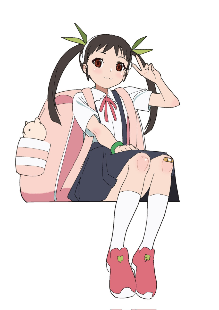 Safebooru - 1girl backpack bag bakemonogatari bandaid bandaid on knee ...