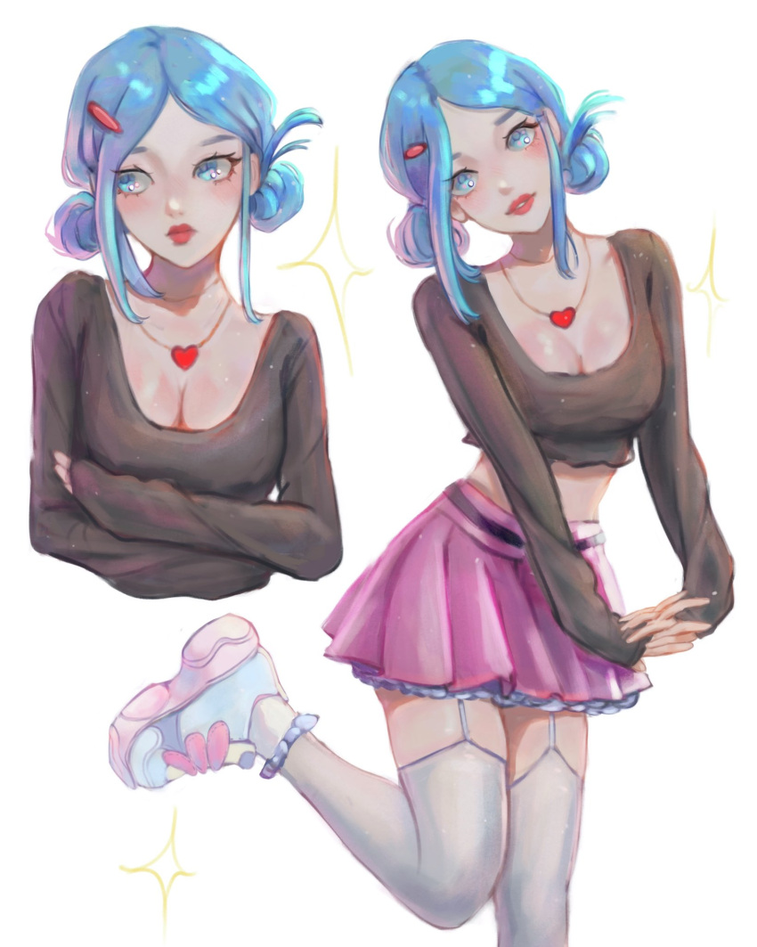 Safebooru - 1girl blue eyes blue hair highres long hair looking at viewer pufioli white ...