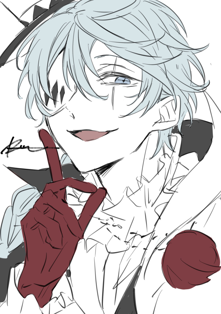 Safebooru - 1boy absurdres blue eyes braid bungou stray dogs eyepatch frilled sleeves frills ...