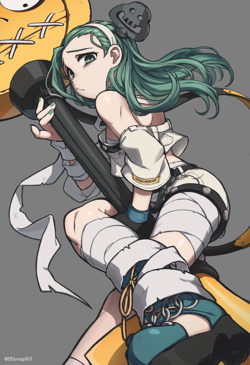 Safebooru - 1girl a.b.a absurdres artist name bags under eyes bandaged arm bandaged leg bandages ...