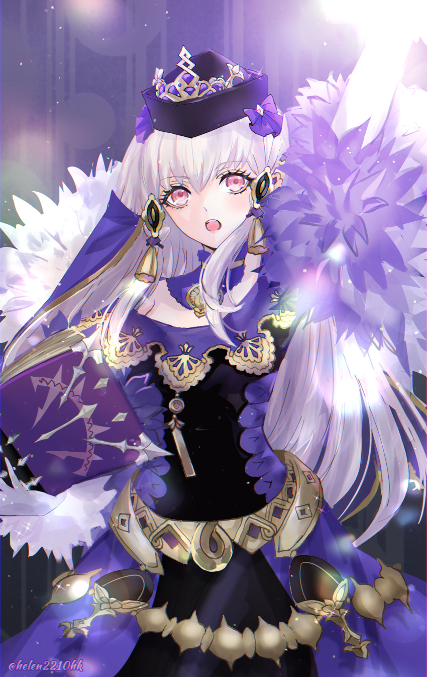 Safebooru - 1girl absurdres arm up belt black dress black hat book ...