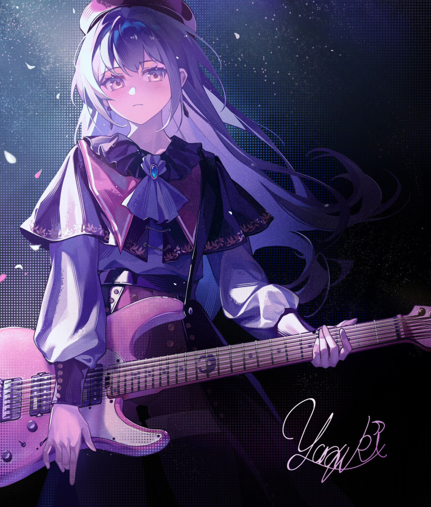 Safebooru - 1girl 7-string guitar ascot bang dream! bang dream! it's mygo!!!!! beret black ...