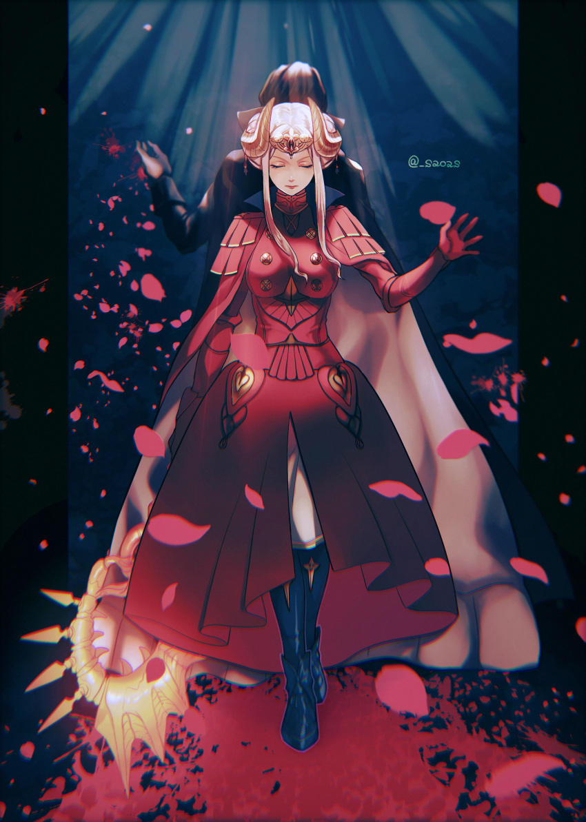 Safebooru - 1boy 1girl absurdres back-to-back black cape black footwear blood blood on ground ...