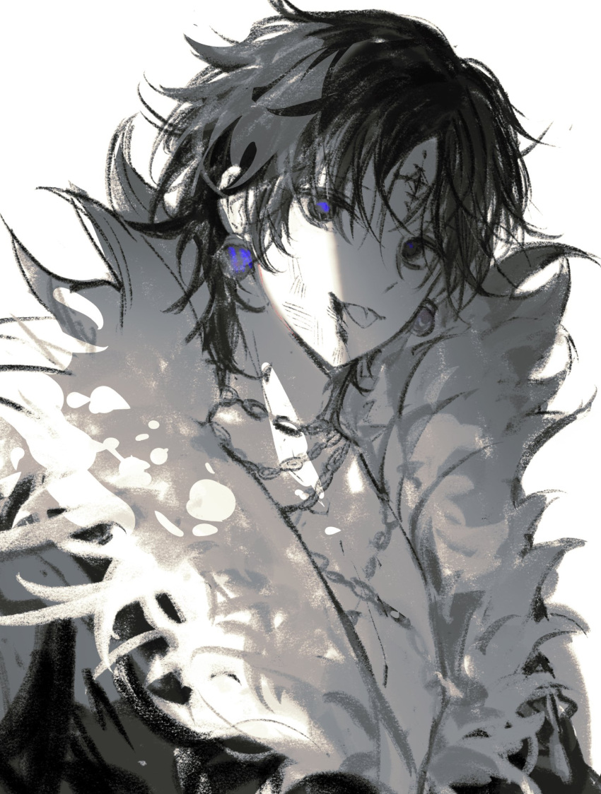 Safebooru - 1boy black eyes black hair blood blood on face chain chain ...